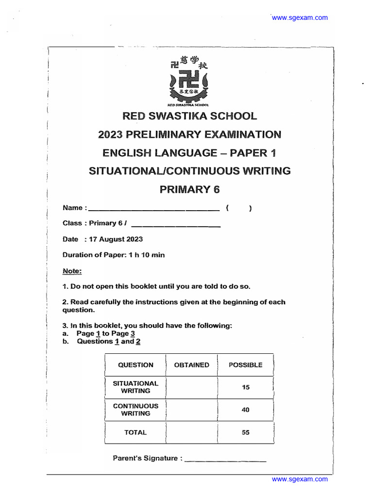 Primary 6 English Exam Paper 2023 | PDF