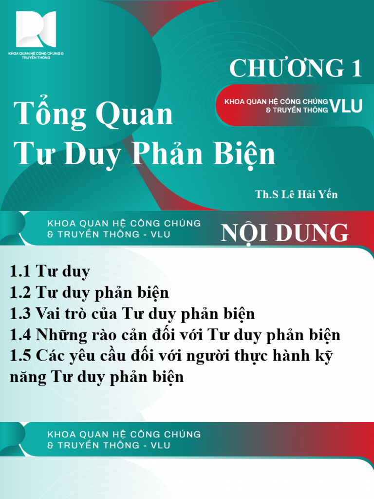 Y. Chuong 1 - Tong Quan Tu Duy Phan Bien | PDF