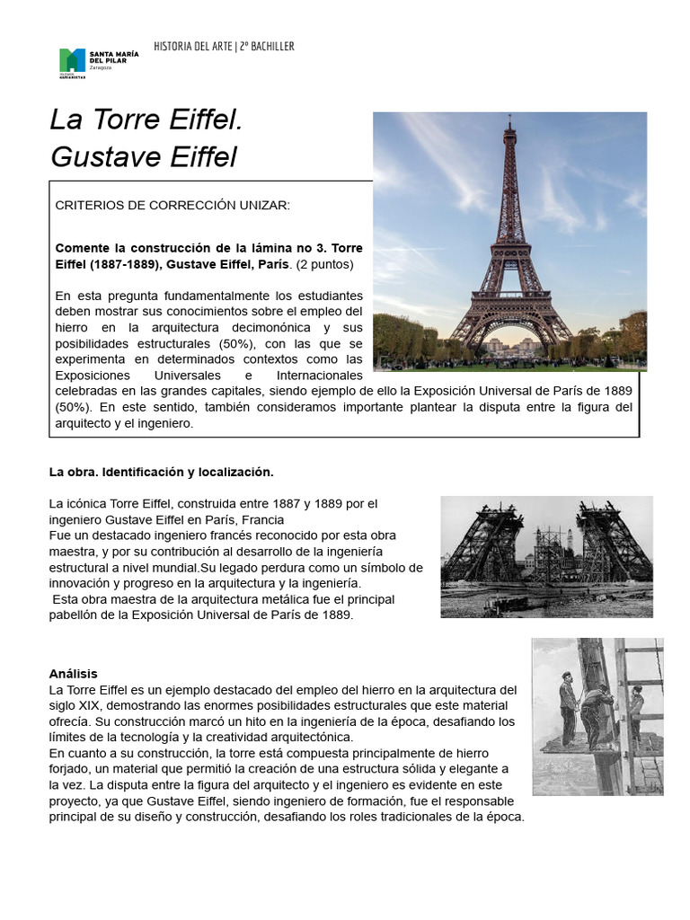 Adriana Martinez Vila - Ficha La Torre Eiffel | PDF | Ingeniería | Torre