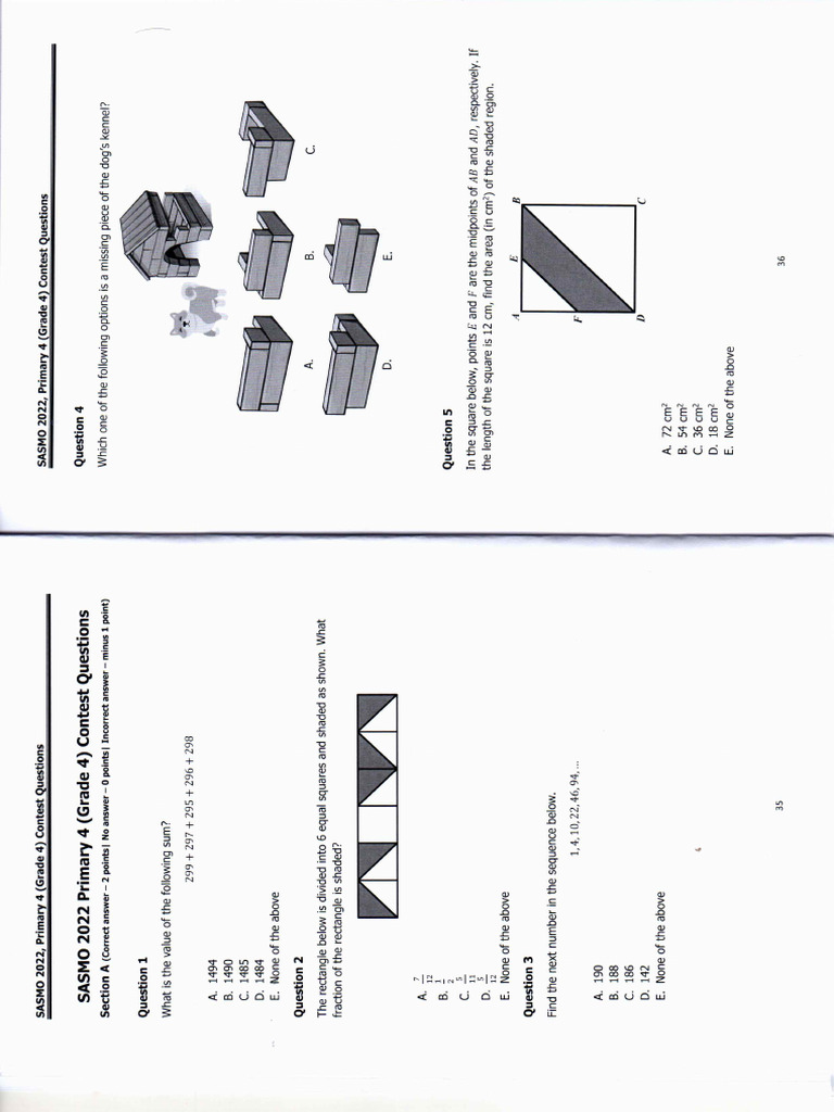SASMO 2022 Primary 4 | PDF