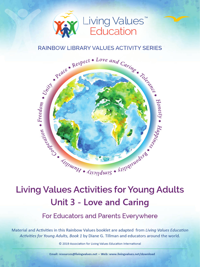 Living Values Education Rainbow Booklet Activities For Young Adults Unit 3 Love and Caring | PDF ...