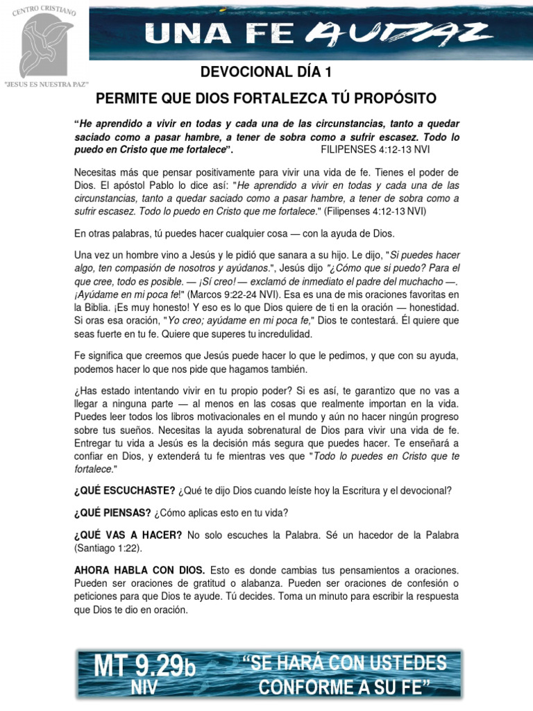 Devocionales Una Fe Audaz 40 Días 1 | PDF | Oración | Dios