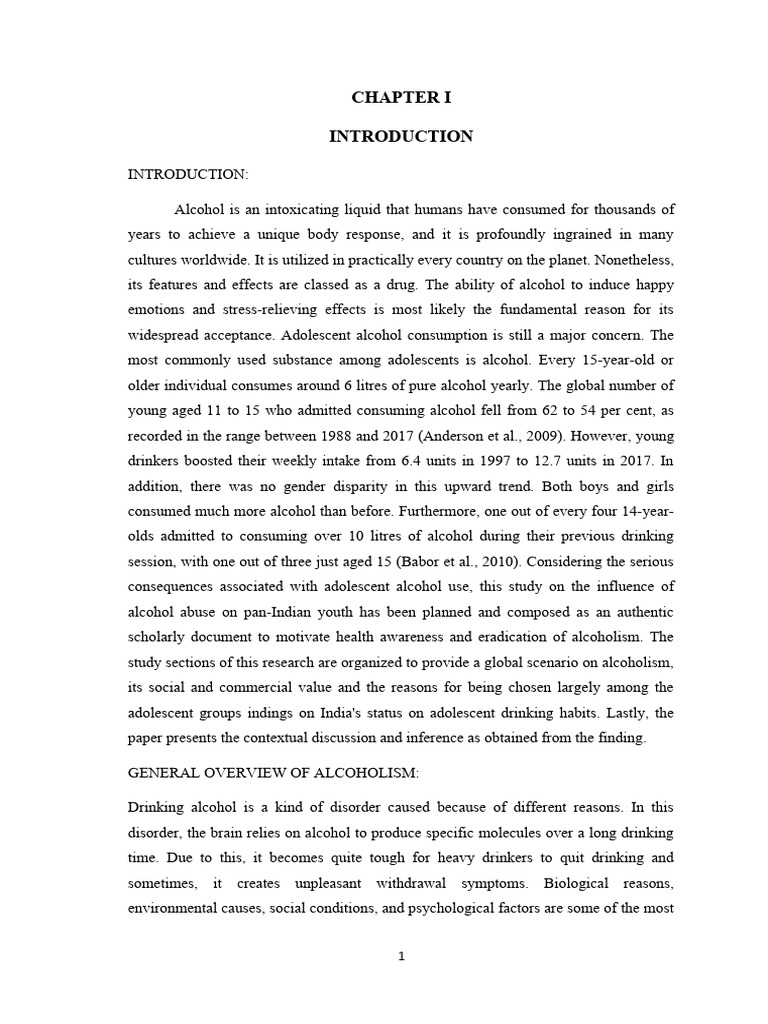 INTRODUCTION | PDF | Alcoholism | Substance Abuse