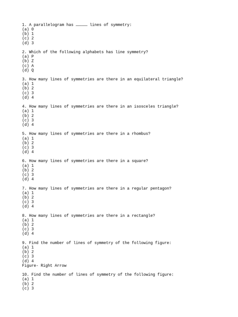 Symmetrical Grade-6 Worksheet | PDF