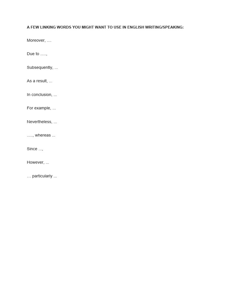 Essential English Linking Words | PDF