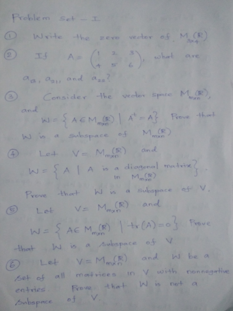 Linear Algebra - Problem - 1 | PDF | Linear Subspace | Teaching Mathematics