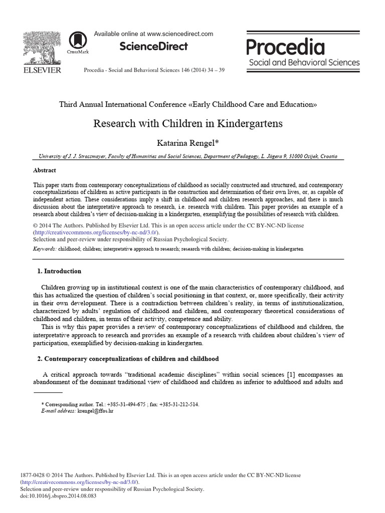Research With Children in Kindergartens | PDF | Methodology | Decision ...
