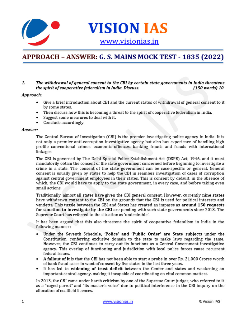 Vision Ias Mains Test Solutions 24 2022 | PDF | Reproductive Rights ...