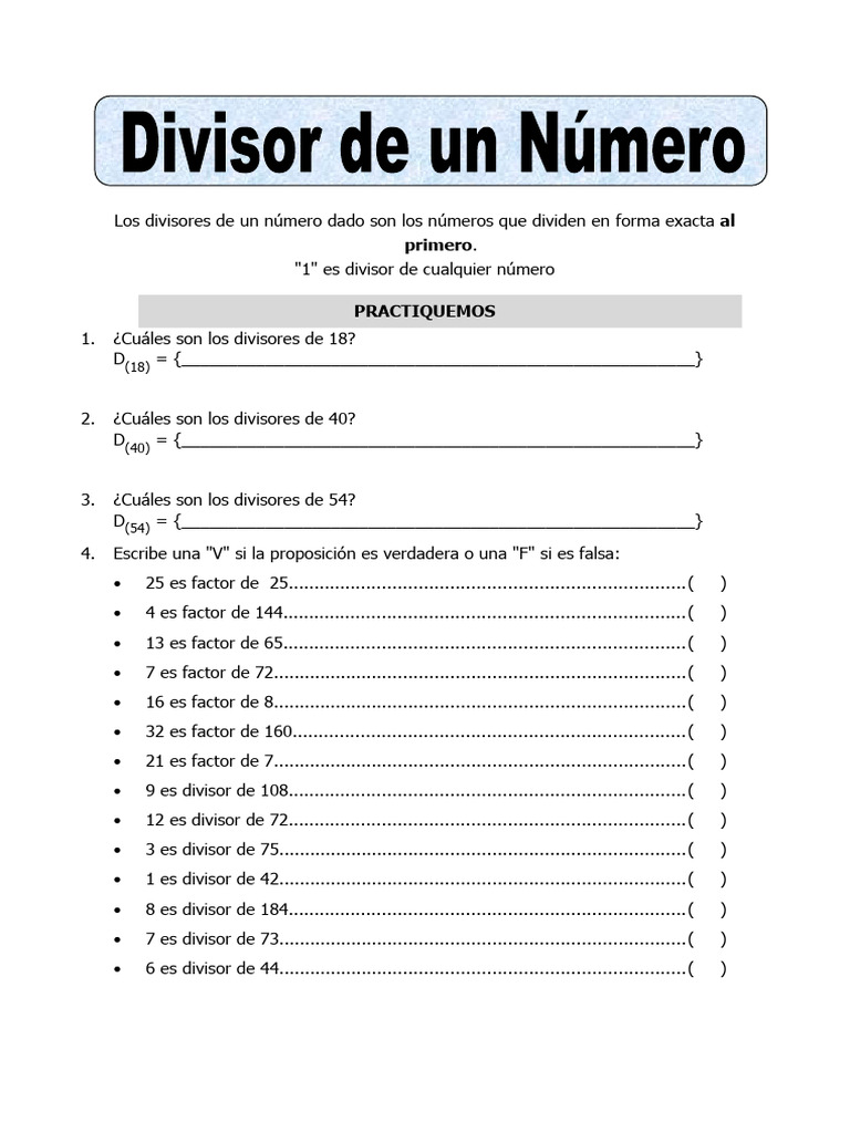 Divisor de Un Número | PDF