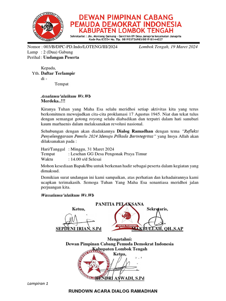 Contoh Surat Undangan | PDF