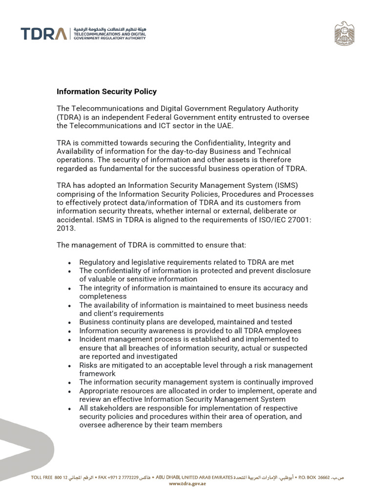 Information Security Policy | PDF | Information Security | Business