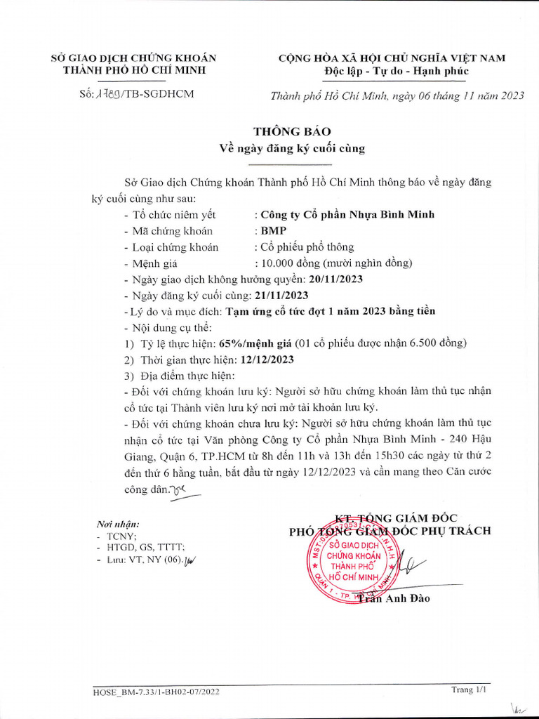 BMP TB NDKCC Tam Ung Co Tuc Dot 1 2023 | PDF