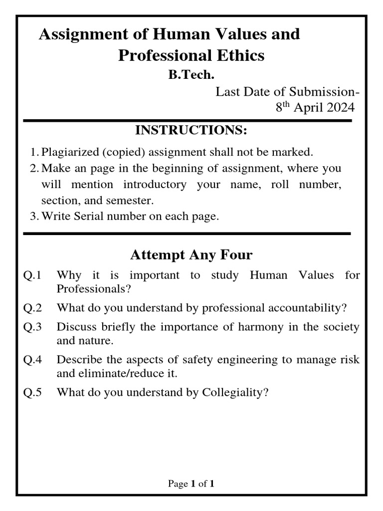 Human Values and Ethics Assignment Guide | PDF
