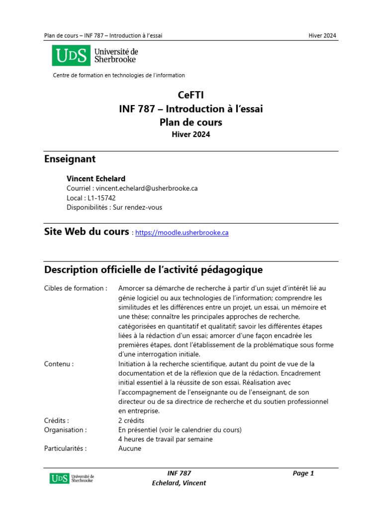 Introduction à l'essai en génie logiciel | PDF | Pédagogie | Plagiat