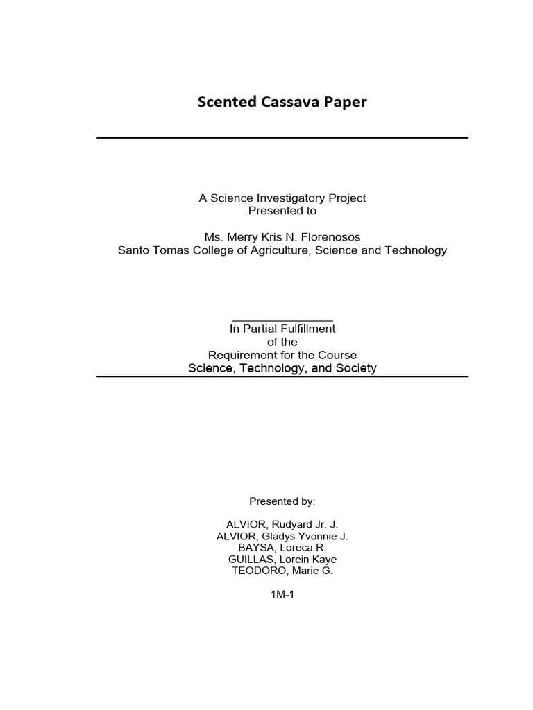 Scented Cassava Paper Development | PDF | Pulp (Paper) | Paper