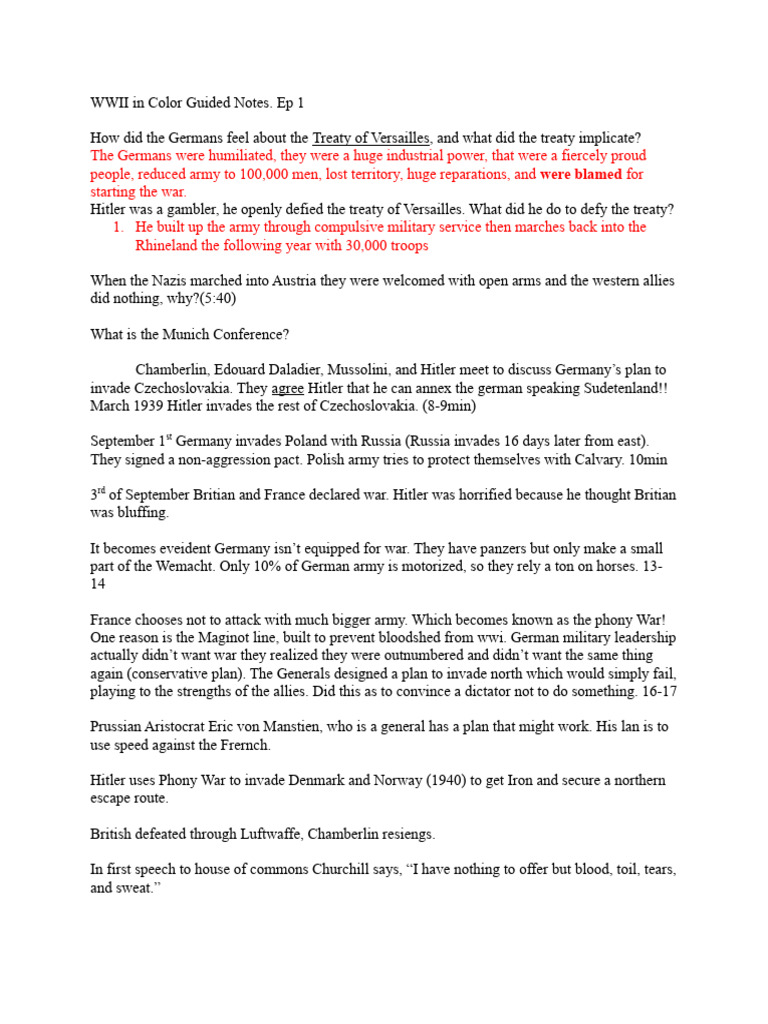 Wwii in Color Guided Notes | PDF | Battle Of Midway | Battle Of Stalingrad