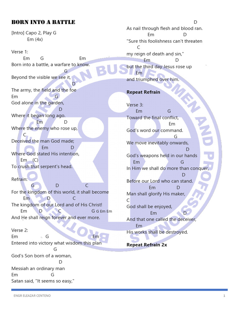 Born Into A Battle@ENGR ERC CHORDS & LYRICS | PDF