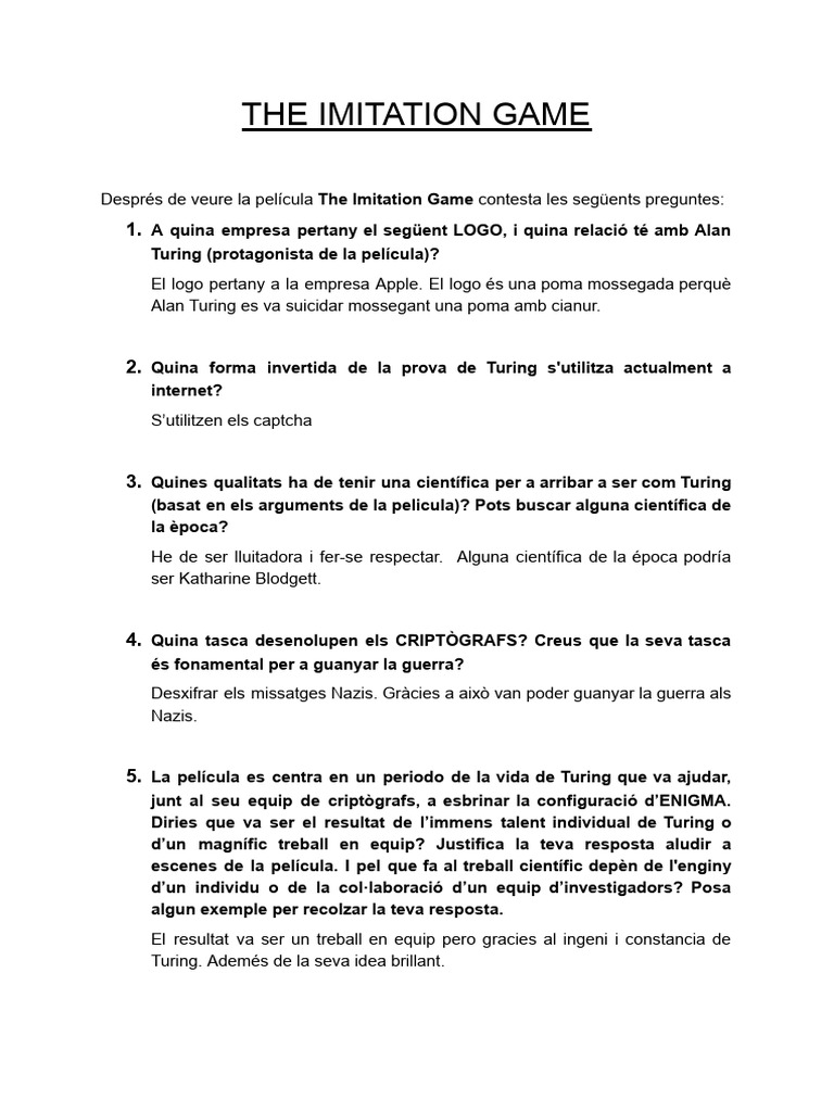 The Imitation Game | PDF