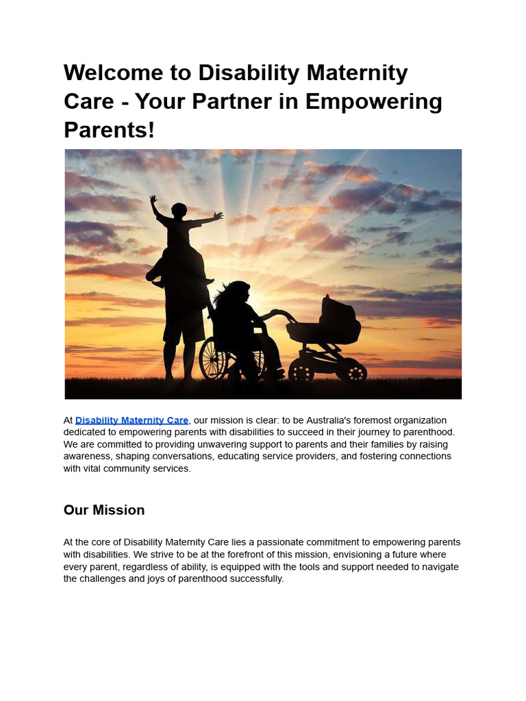 Welcome To Disability Maternity Care - Your Partner in Empowering ...