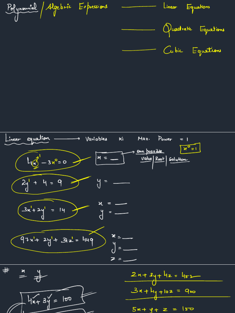 Quadratic - Linear - Cubic Equations - Basic | PDF