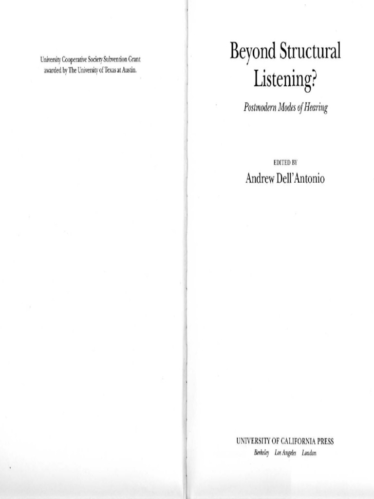 2004 - MAUS, Fred E. - Beyond Structural Listening | PDF