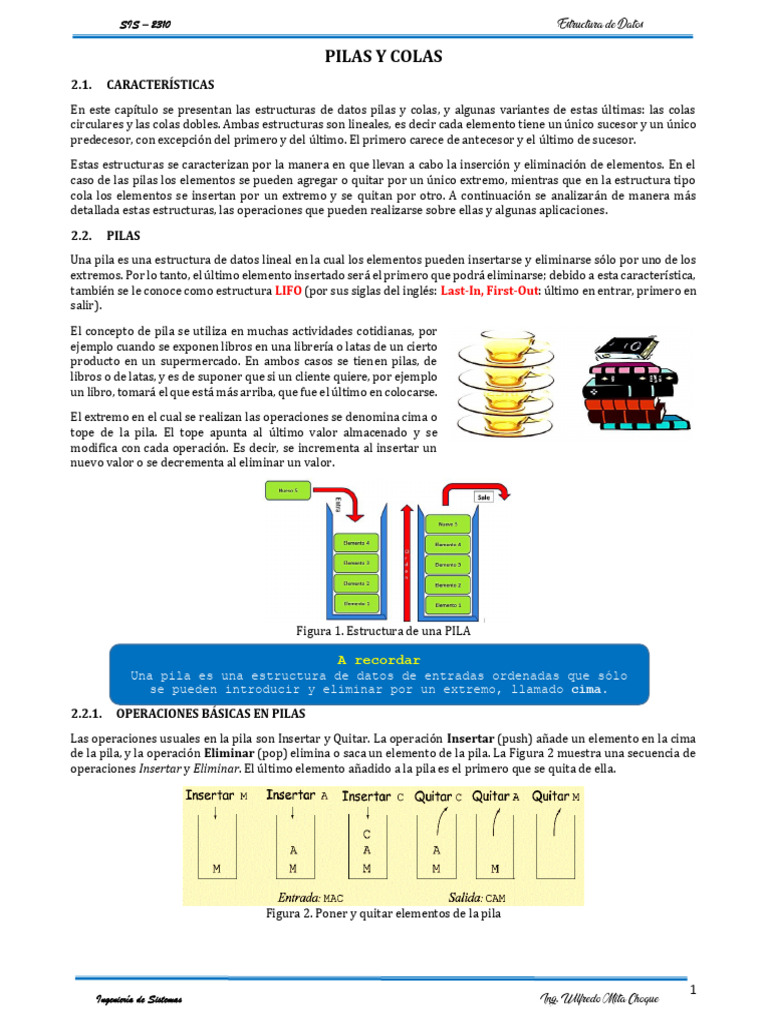 Tema 2. Pilas y Colas | PDF | Puntero (Programación de computadora) | Cola (tipo de datos ...