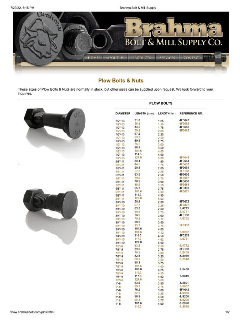 Brahma Bolt For Komatsu & Caterpillar | PDF