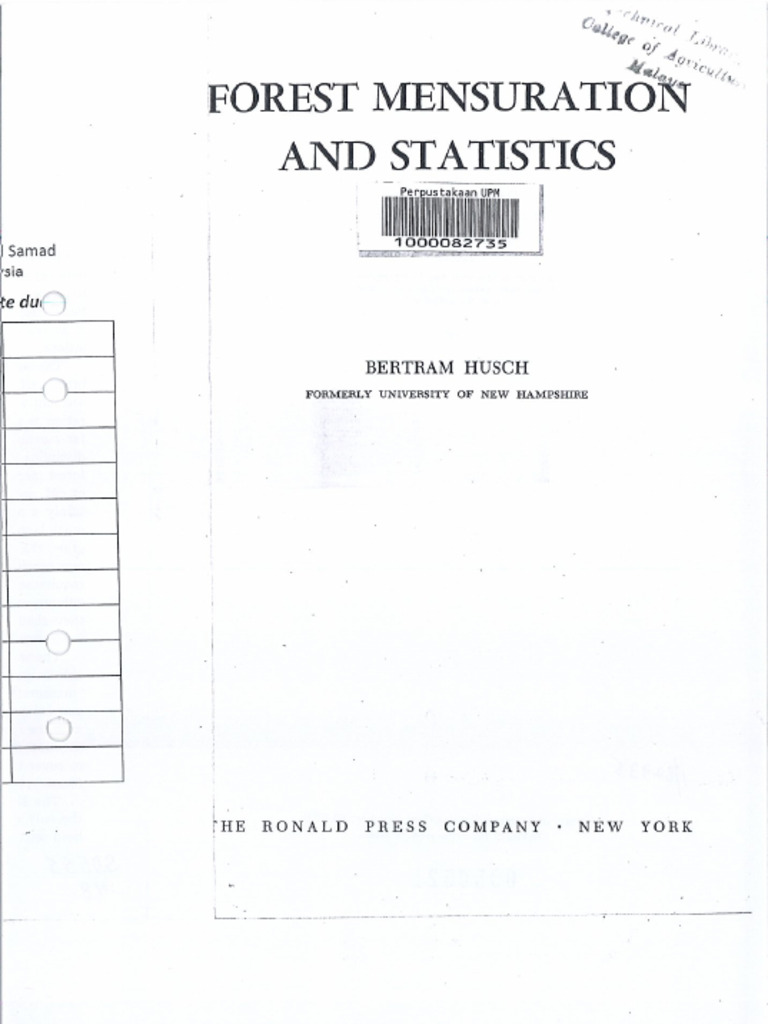 Forest Mensuration and Statistics Husch | PDF