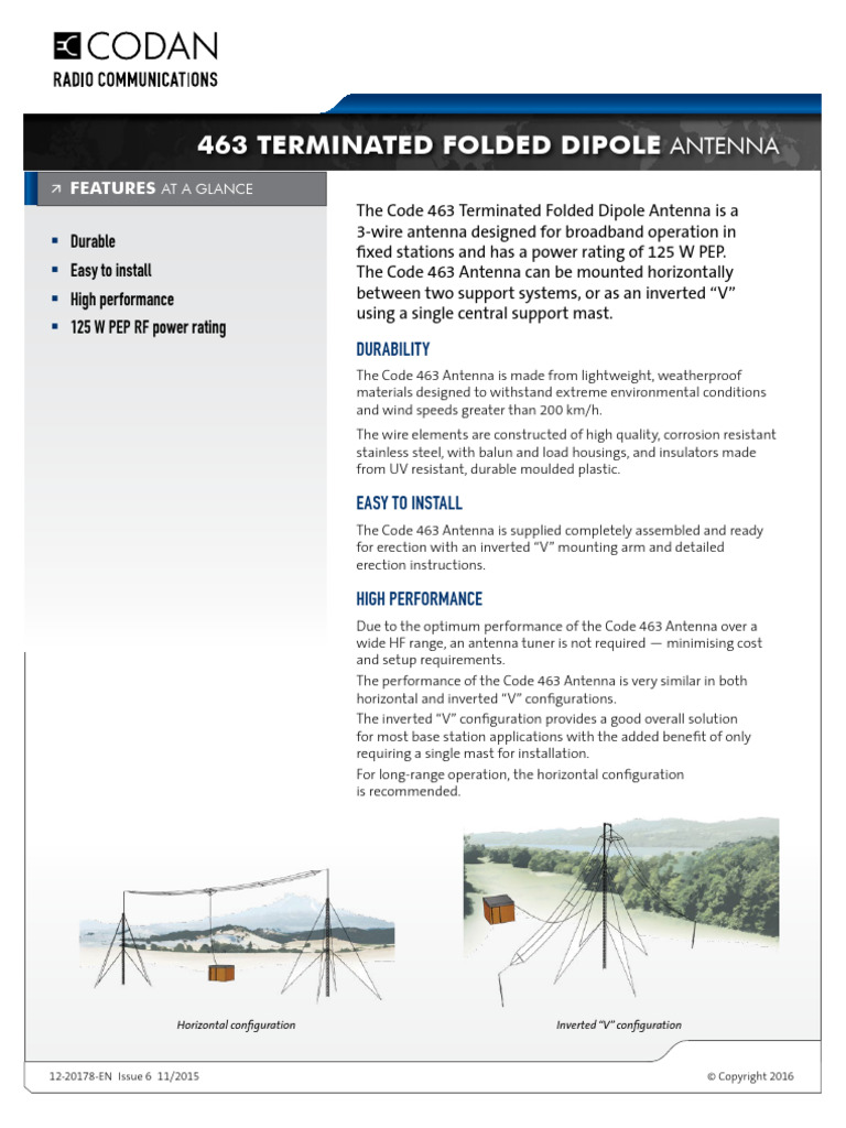 Codan 463 Terminated Folded Dipole Antenna - Screen | PDF | Antenna ...