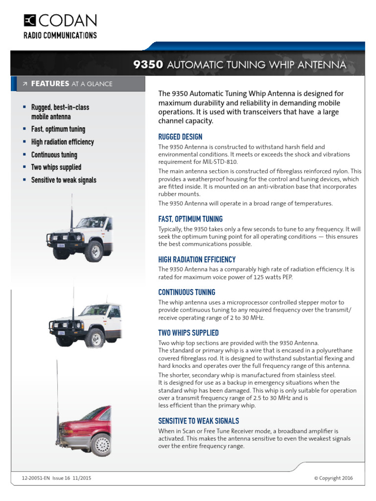 Codan 9350 Automatic Tuning Whip Antenna Screen | PDF | Antenna (Radio ...