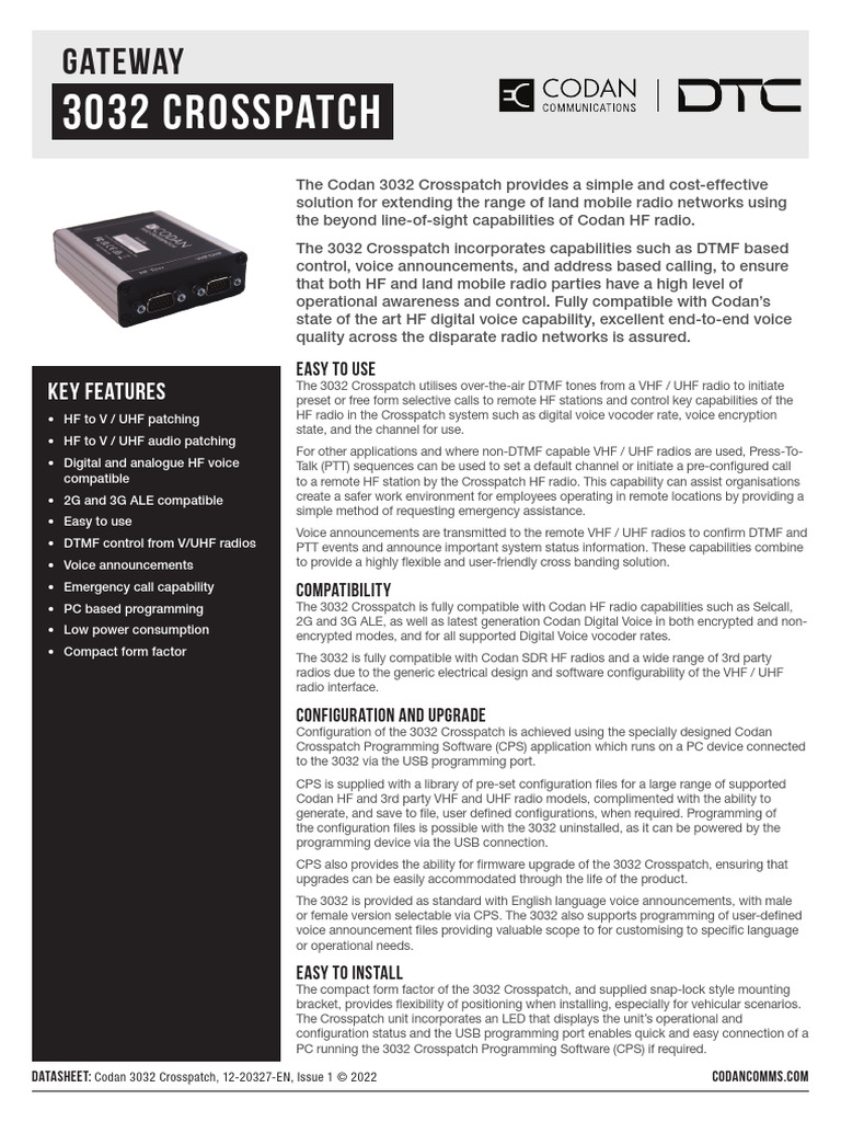 12 20327 EN 1 - 3032 Crosspatch - v2 | PDF | Usb | Very High Frequency