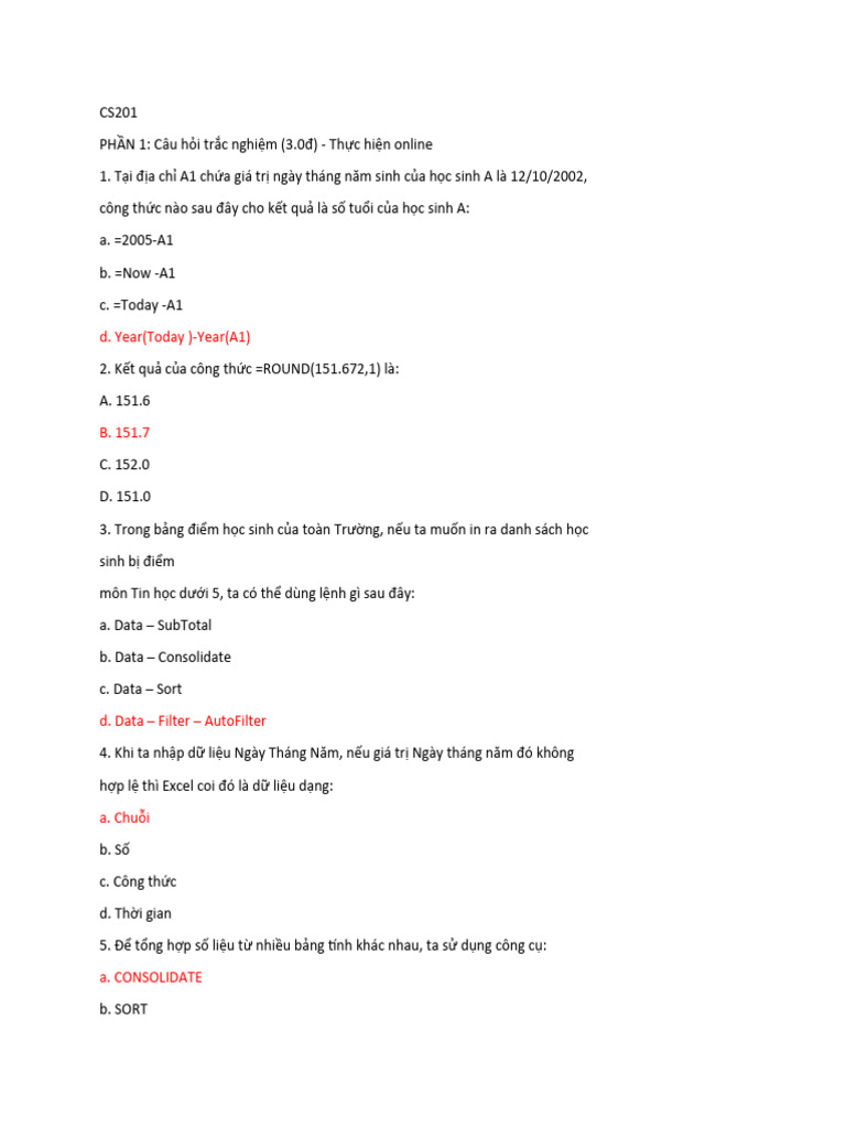 trắc nghiệm KTHP | PDF