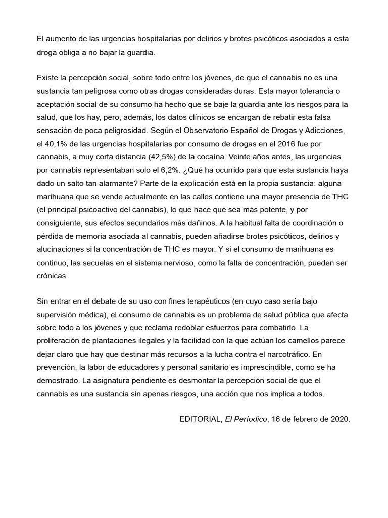 Resuelto Los Riesgos Desapercibidos Del Cannabis Pdf Cannabis