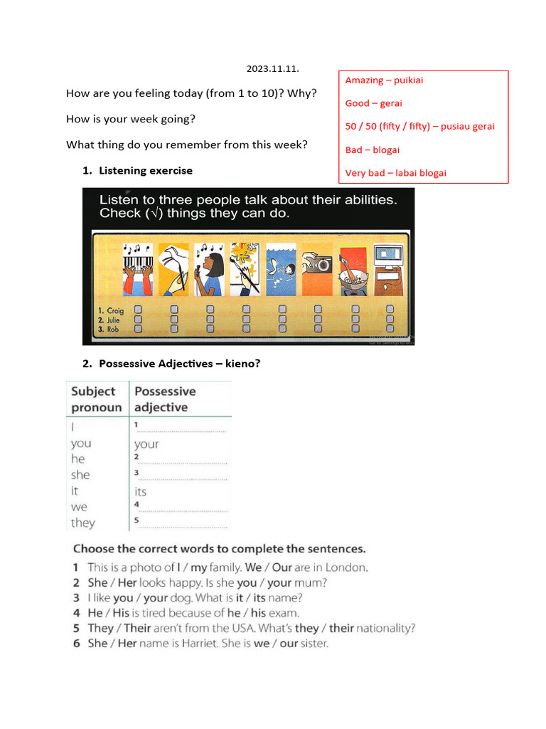 How Are You Feeling Today (From 1 To 10) ? Why? How Is Your Week Going ...