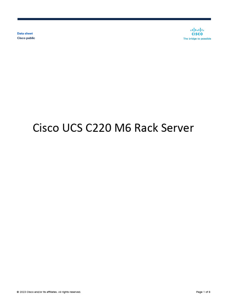 Cisco UCS C220 M6 - Datasheet | PDF | Solid State Drive | Computing