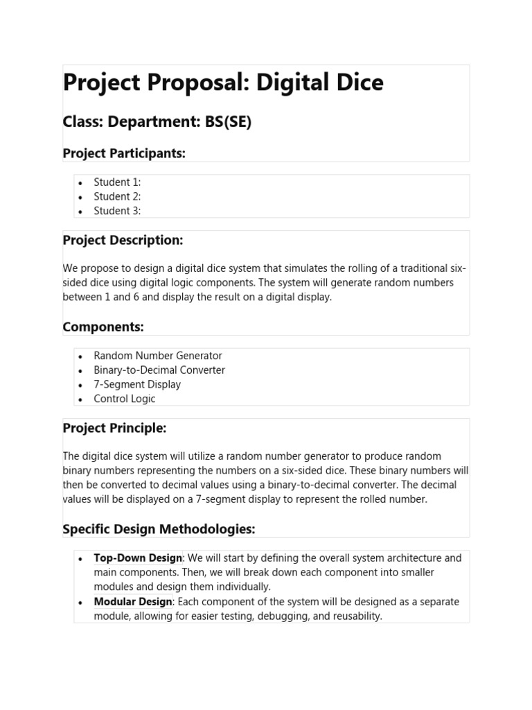 Digital Dice (DLD Project) | Download Free PDF | Test Driven ...