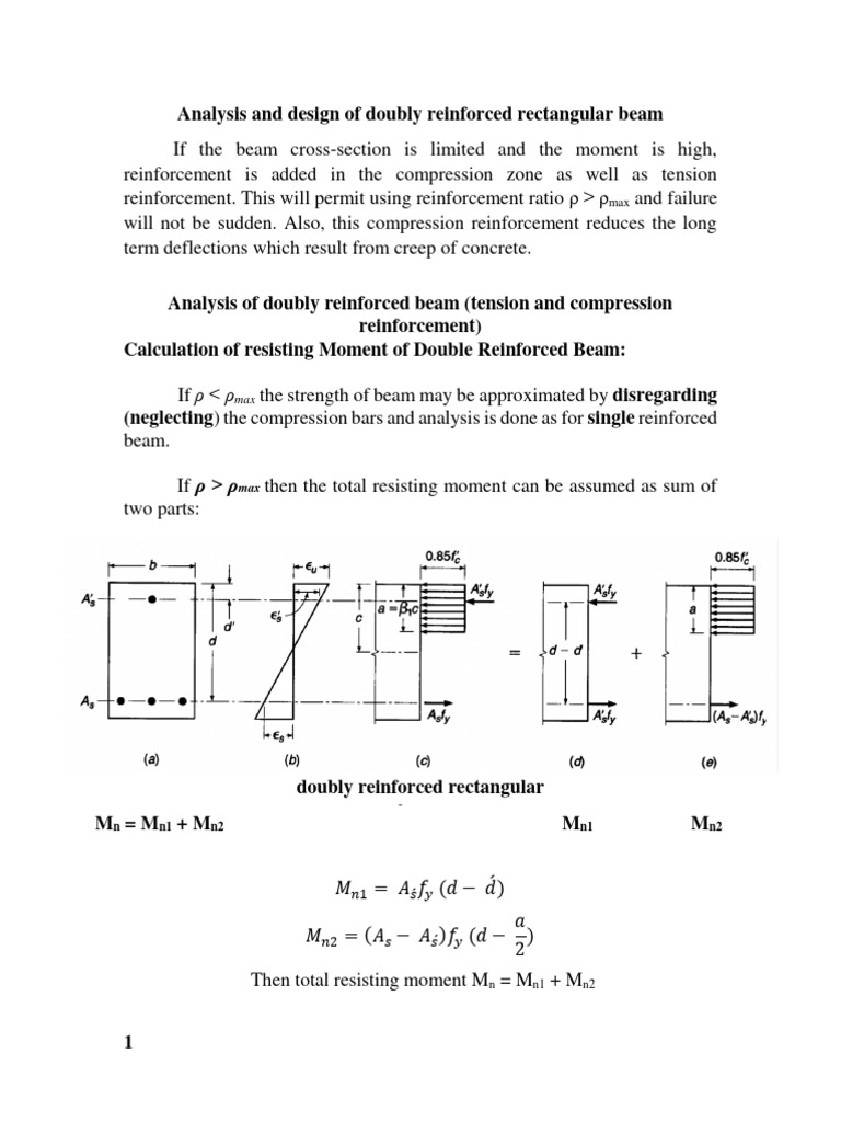 Analysis and Design of Doubly Reinforced Rectangular Beam | PDF | Beam (Structure) | Physical ...