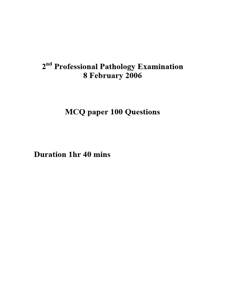 2006 Feb Path MCQ | PDF | Shock (Circulatory) | Thrombosis