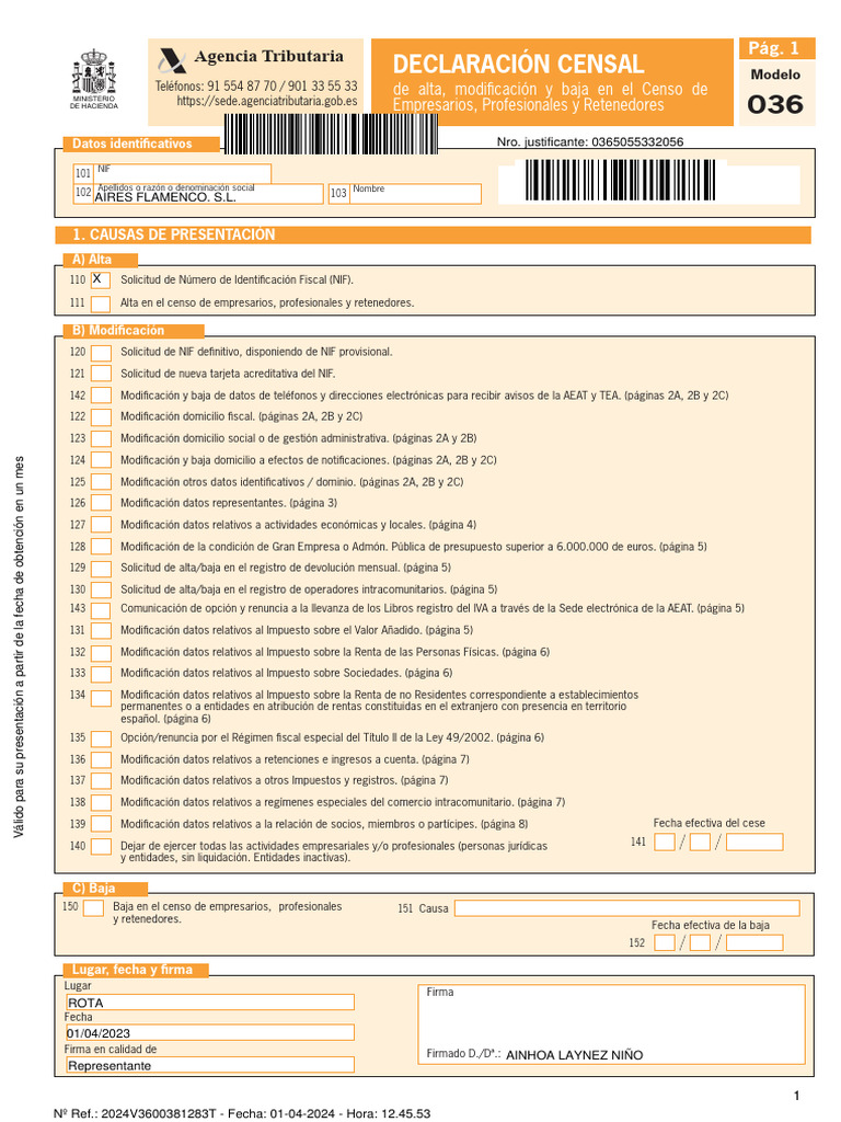 Modelo 036 | Descargar gratis PDF | Impuestos | Finanzas del gobierno