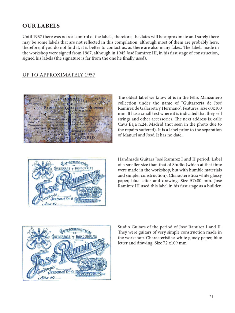 Historical Labels of Ramírez Guitars | PDF | Guitars | Guitar Family ...