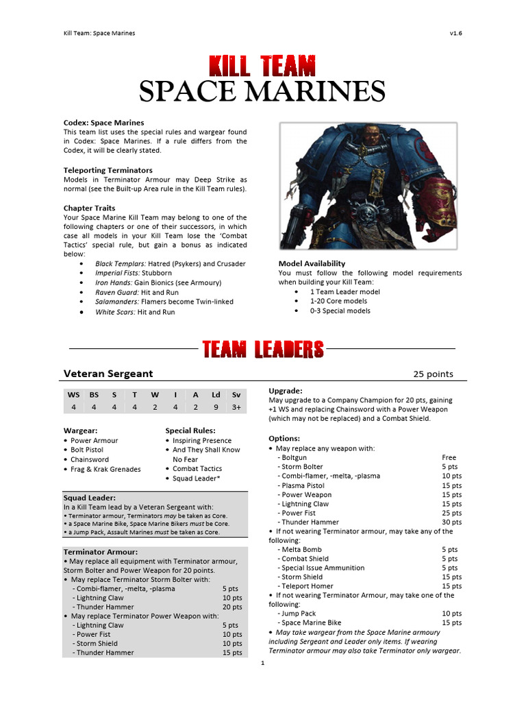 Space Marine Kill Team Guide | PDF | Armour
