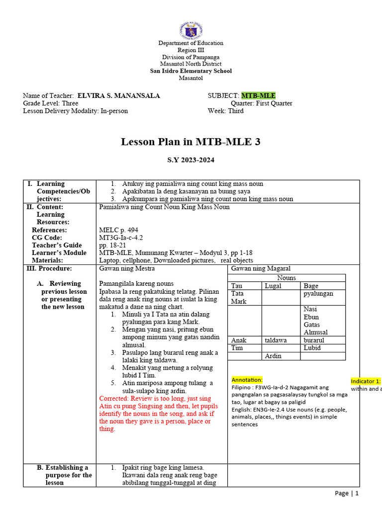 Cot Q1 - LP - MTB 3 | PDF | Semantic Units | Linguistic Morphology