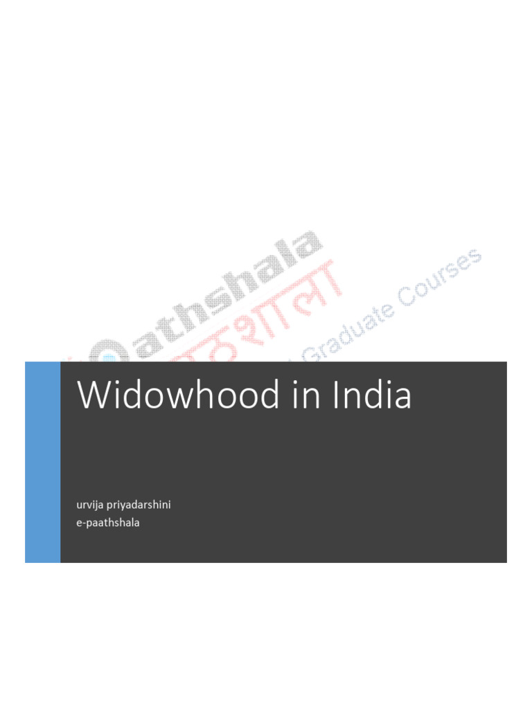 Widowhood Pdf Widow
