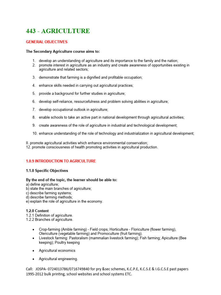 Agriculture Syllabus | PDF | Soil | Plant Nursery