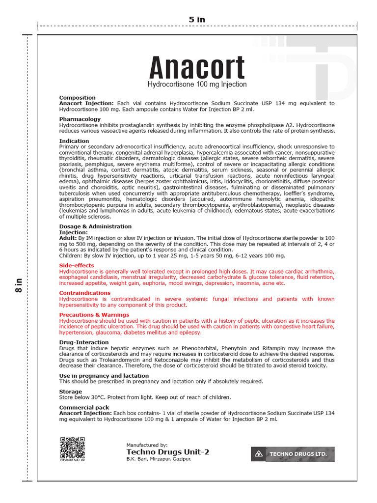 Anacort Injection Insert | PDF | Corticosteroid | Medical Specialties