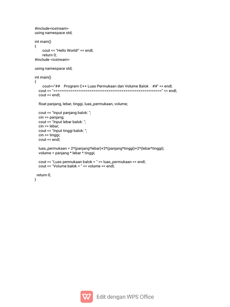 Coding Luas Permukaan Dan Balokk | PDF