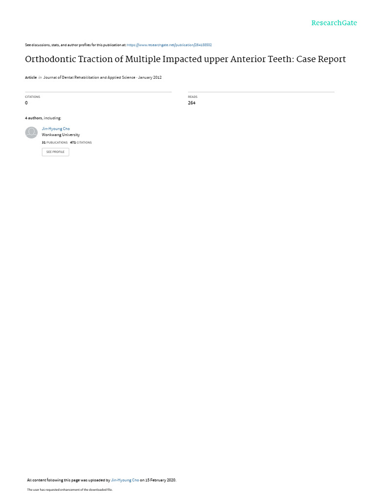 Orthodontic Traction of Multiple Impacted Upper An | PDF