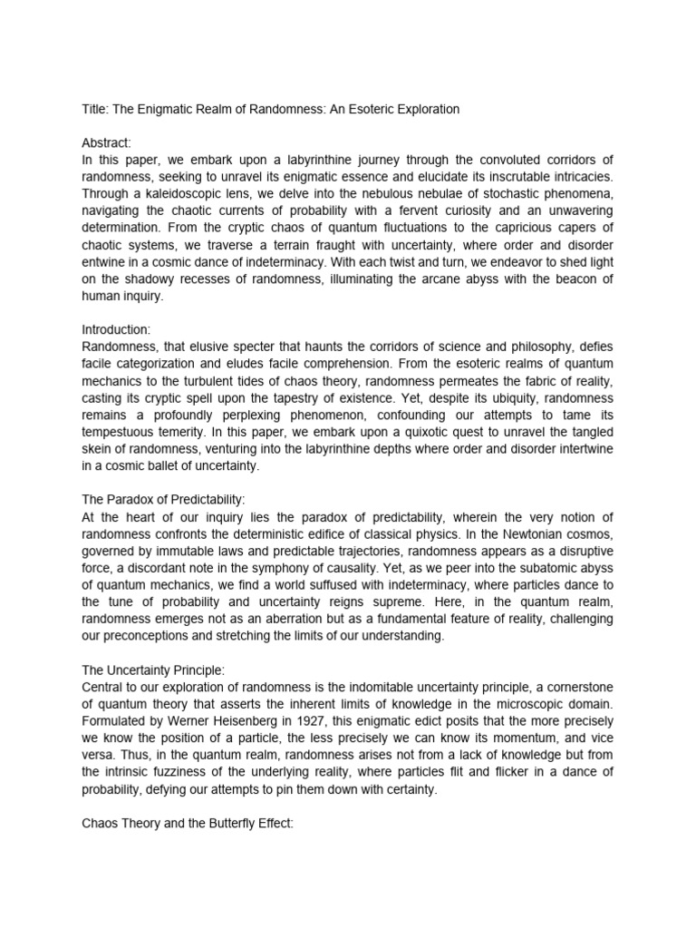 Randomness: A Cosmic Exploration | PDF | Uncertainty Principle ...