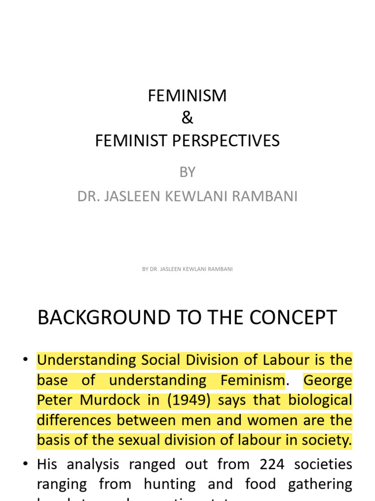 PDF PPT On FEMINISM and Perspectives | PDF | Gender Studies | Feminism