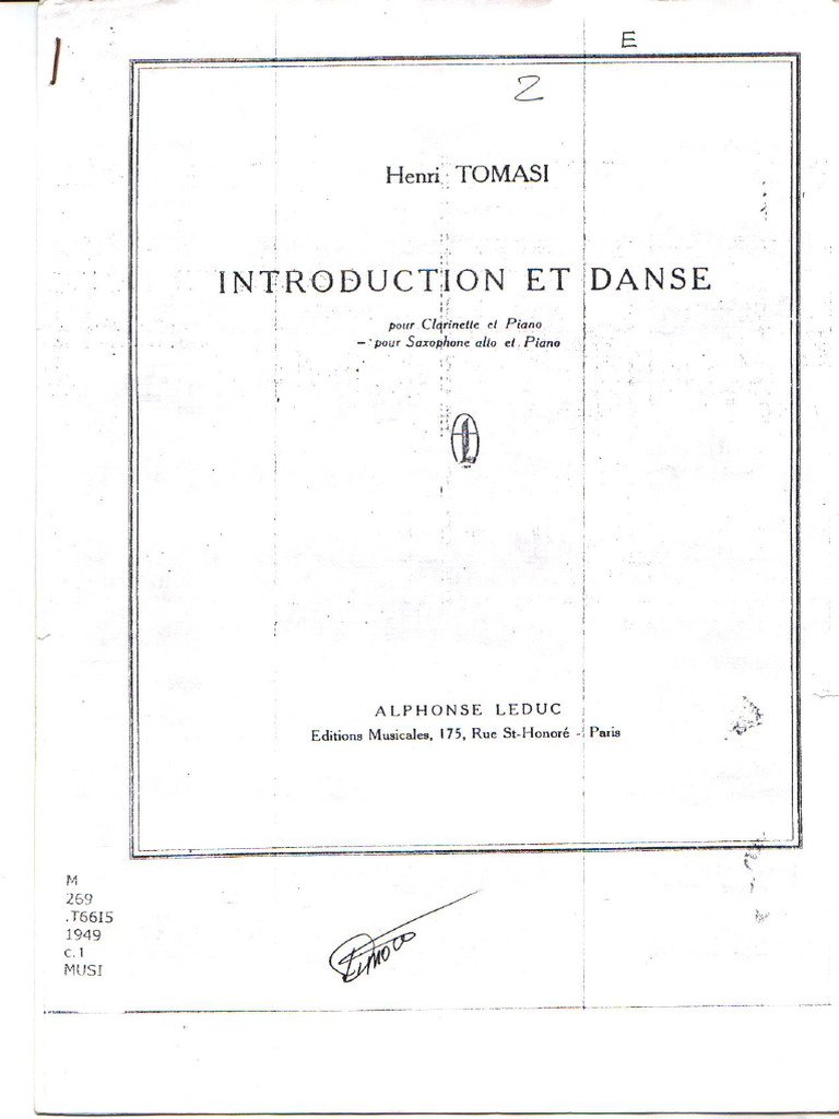 H.tomasi - Intr. Et Danse | PDF